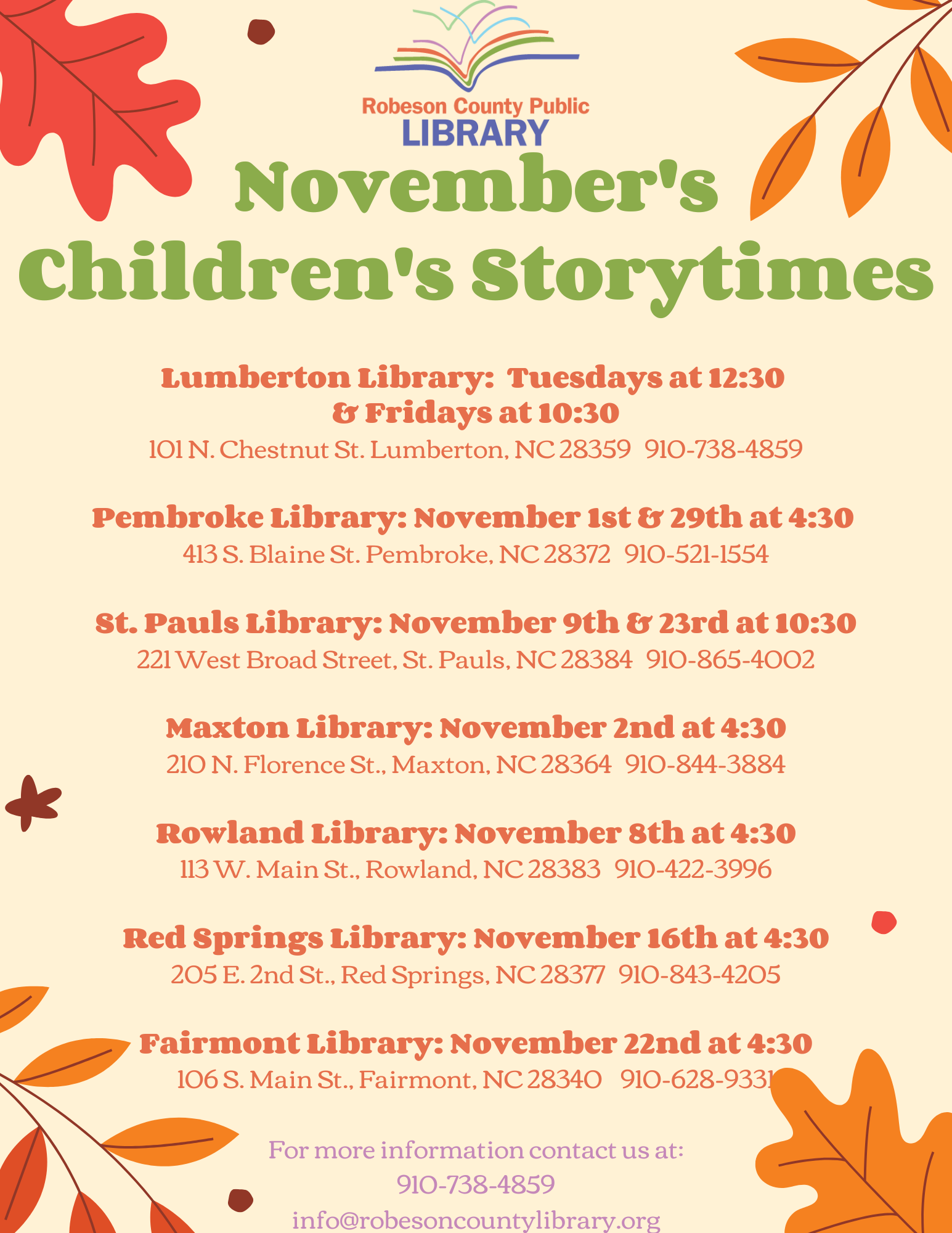Kids Services – Robeson County Public Library